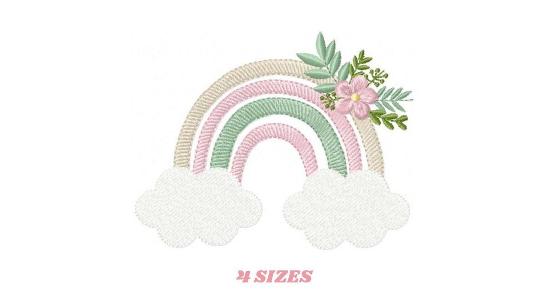 Boho Rainbow Embroidery Design - Colorful Rainbow With Flowers ...
