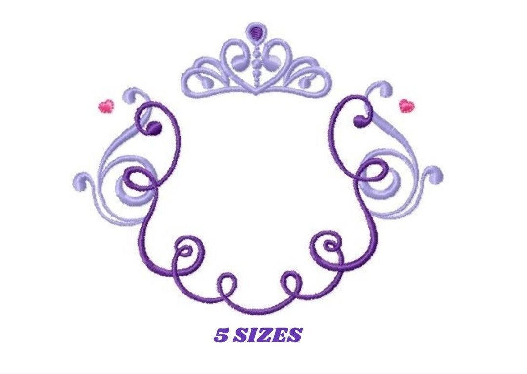 Swirl Crown Embroidery Designs - Princess Frame Embroidery Design ...