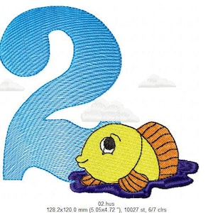 Birthday Numbers Embroidery Designs Set - Numbers With Sea Animals ...