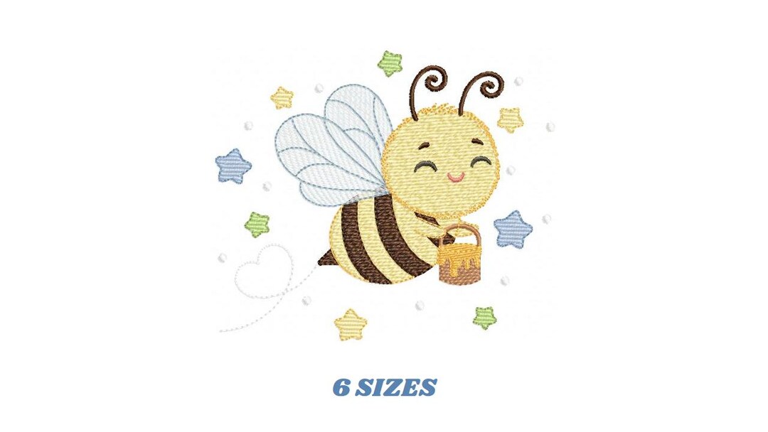 Bee Embroidery Design - Male Bee With Honey Machine Embroidery Pattern ...