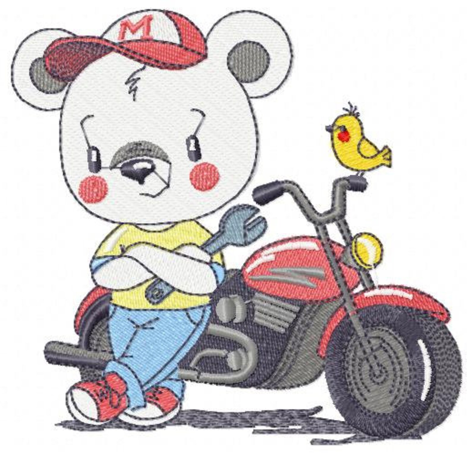 Bear With Bike Embroidery Designs - Bear Motorcyclist Machine ...