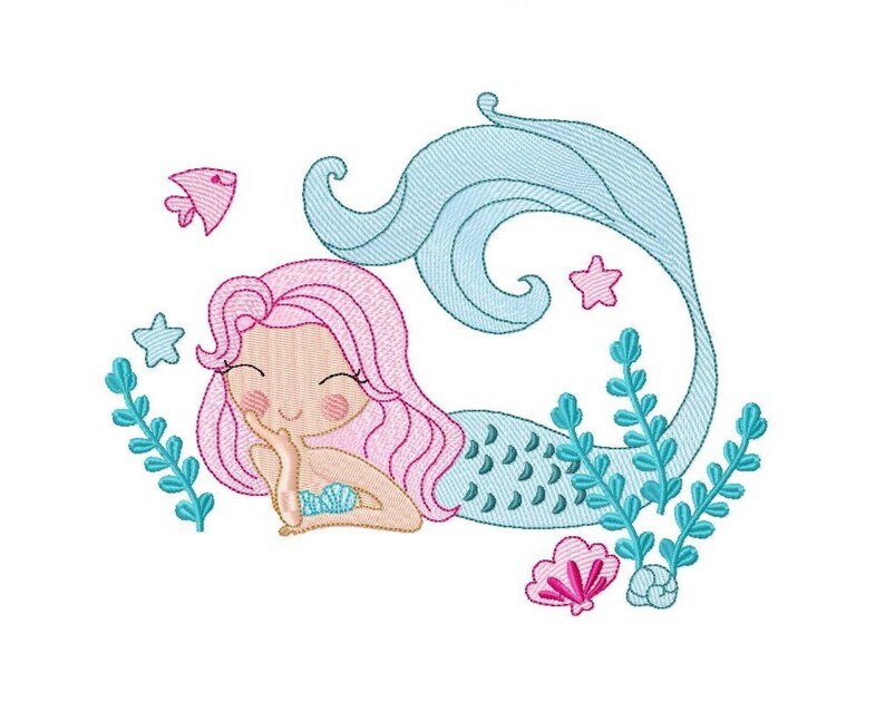 Mermaid Embroidery Designs Princess Embroidery Design - Etsy