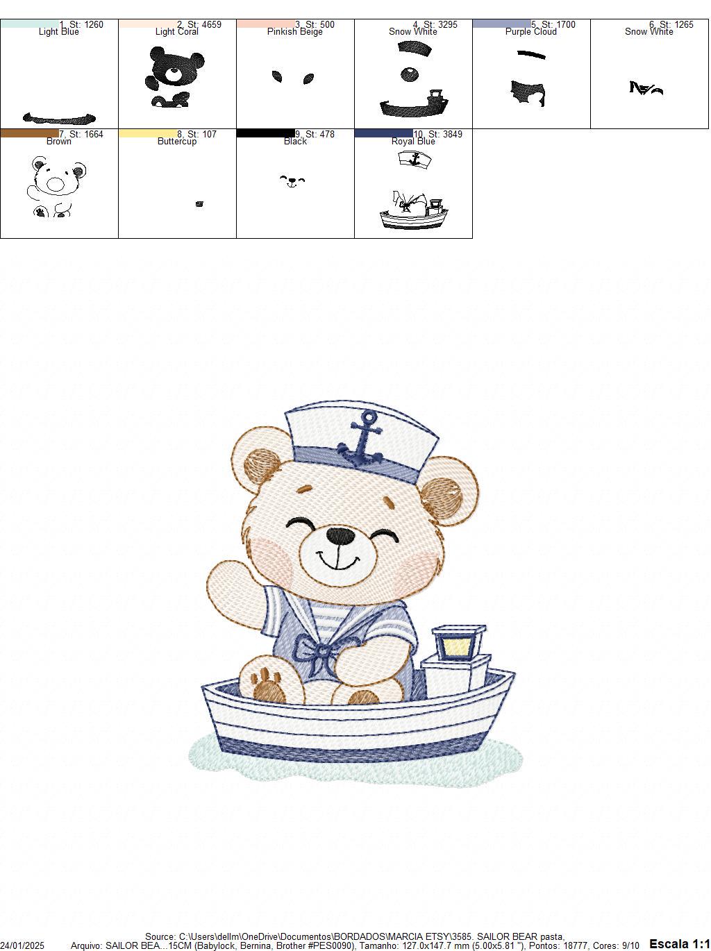 Nautical Teddy Bear Embroidery Designs - Baby Boy Sailor Bear Machine ...