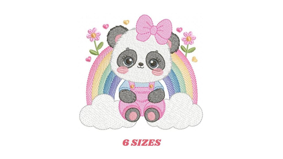 Panda Embroidery Design - Female Animal With Lace Embroidery Designs ...