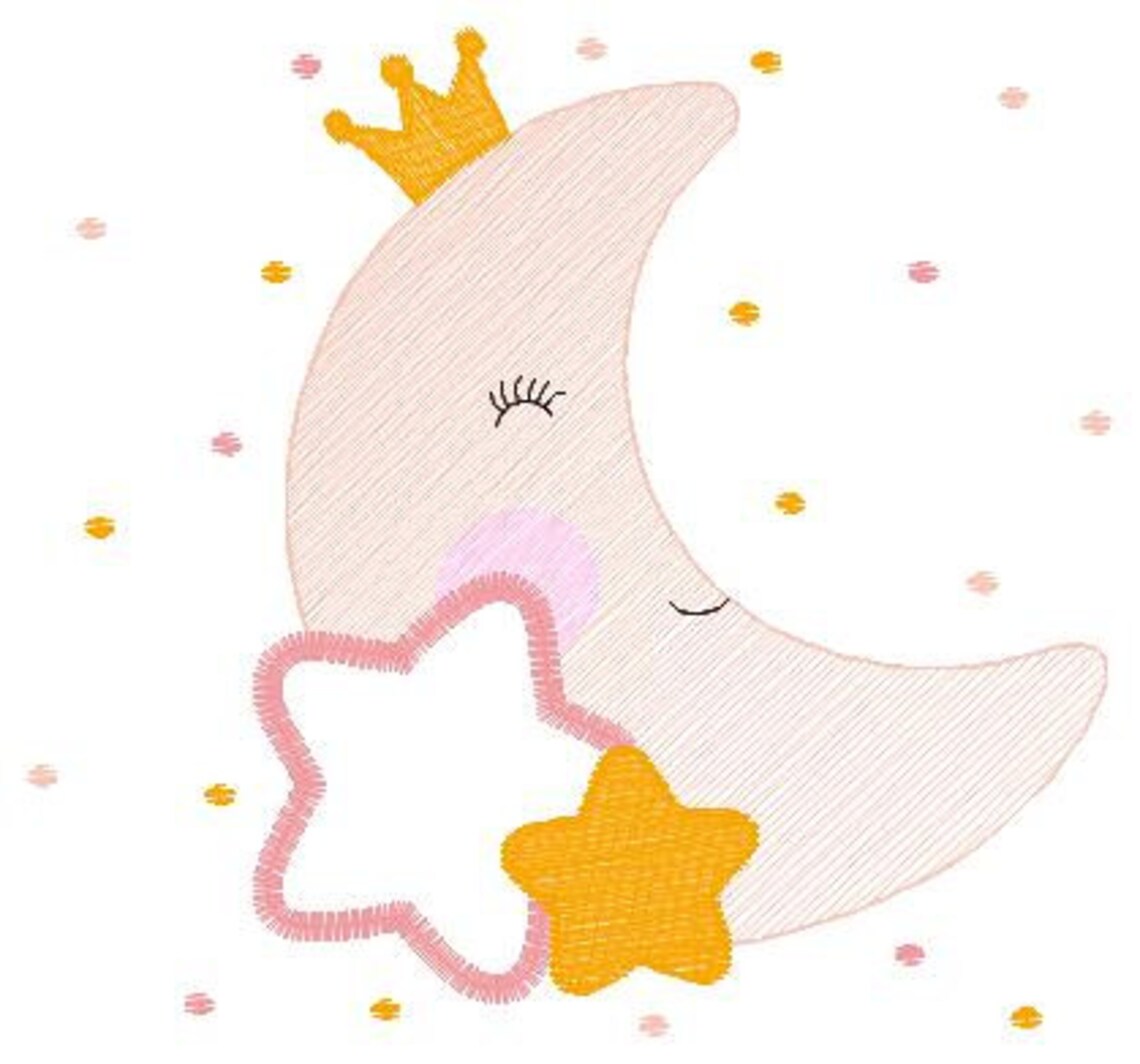 Moon Embroidery Design Half Moon Embroidery Design Machine - Etsy