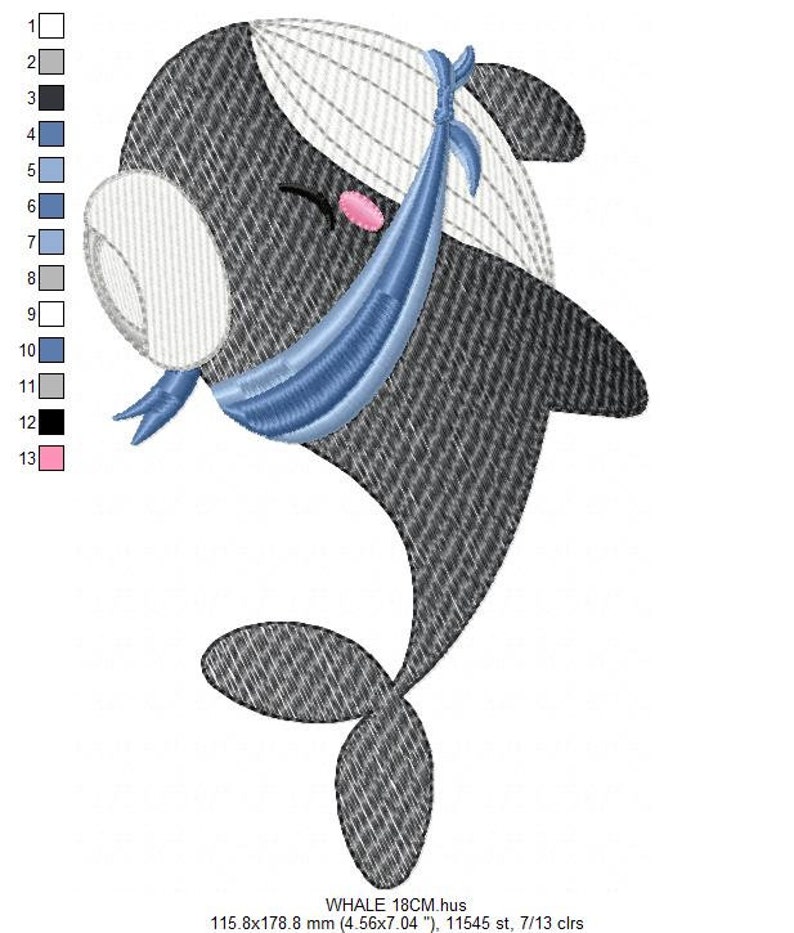 Whale Embroidery Designs - Ocean Fish Machine Embroidery Pattern - Baby ...