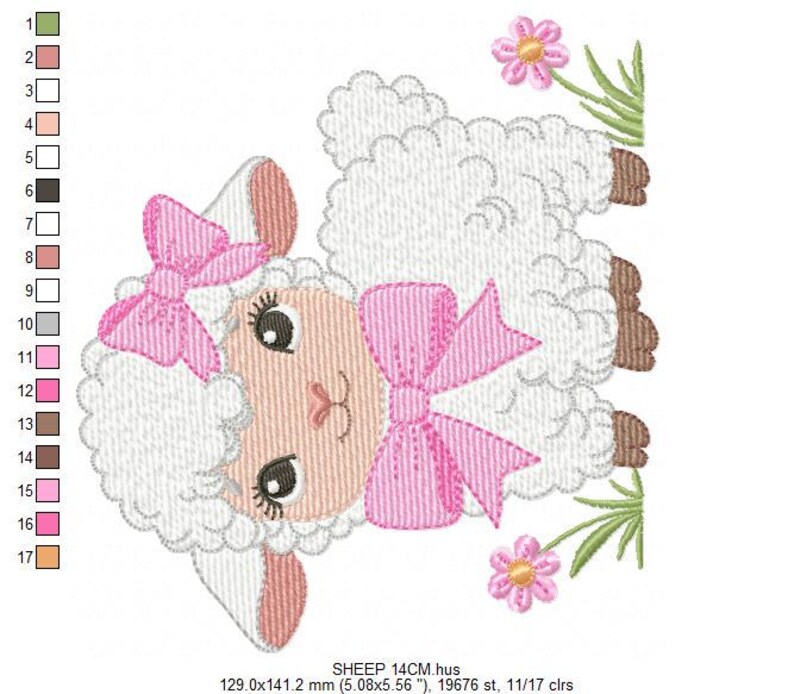 Baby Sheep With Lace Embroidery Design - Lamb Machine Embroidery ...