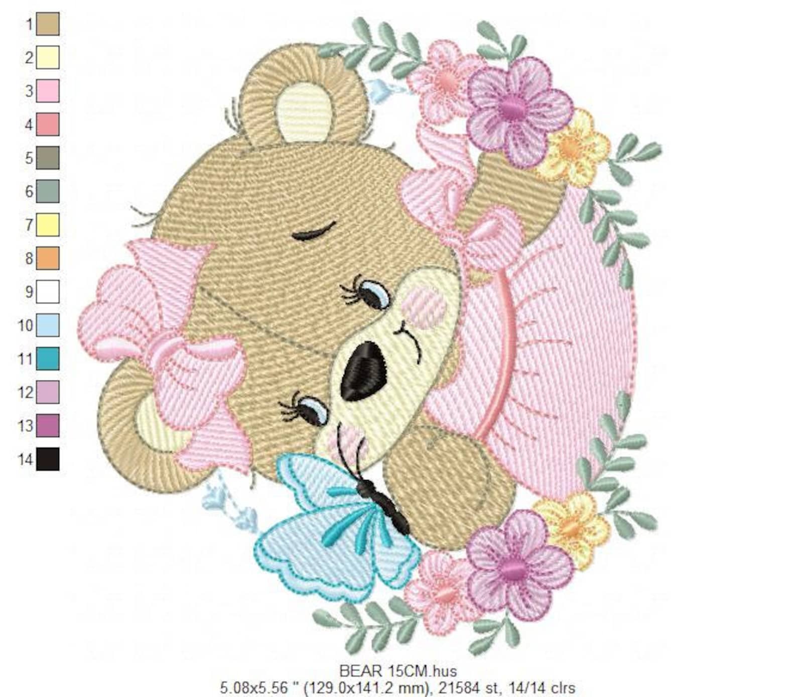Female Bear Embroidery Designs Baby Girl Embroidery Design - Etsy