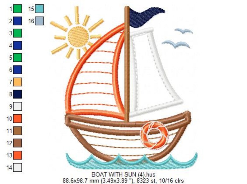 Sailboat embroidery designs nautical embroidery design | Etsy