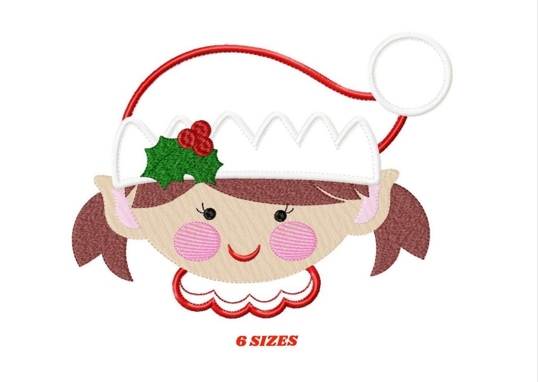 Girl Elf Embroidery Designs - Santa Claus Helper Machine Embroidery ...