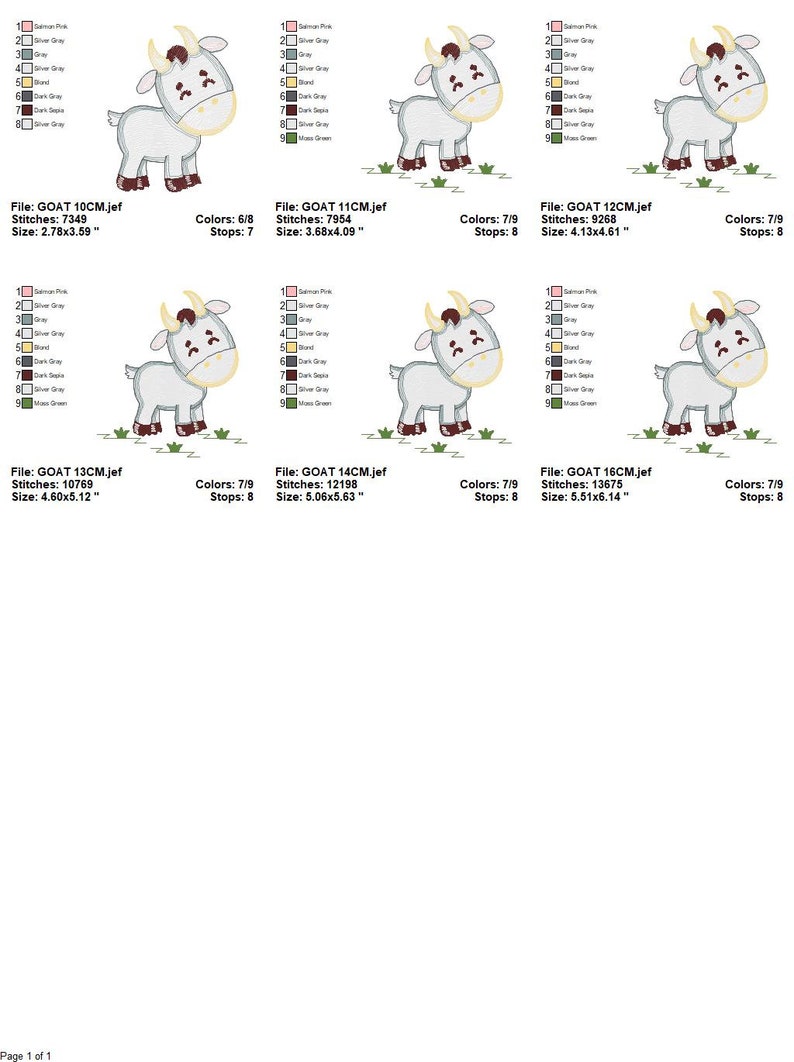 Goat Embroidery Design Farm Animals Embroidery Designs | Etsy