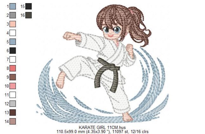 Karate Fighter Embroidery Designs - Baby Girl Athlete With Kimono ...