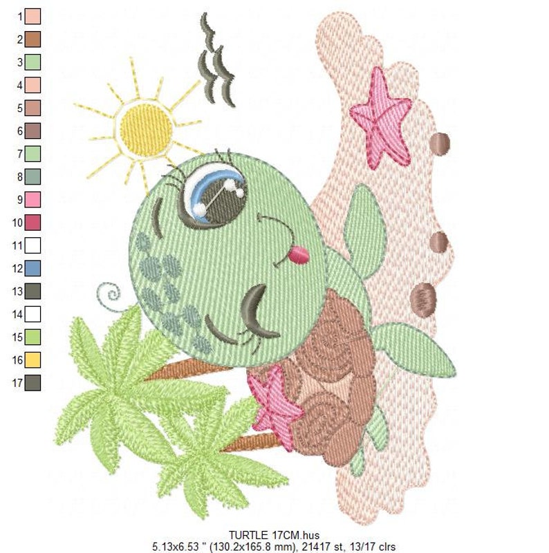Turtle Embroidery Design - Ocean Animal Embroidery Designs Machine ...