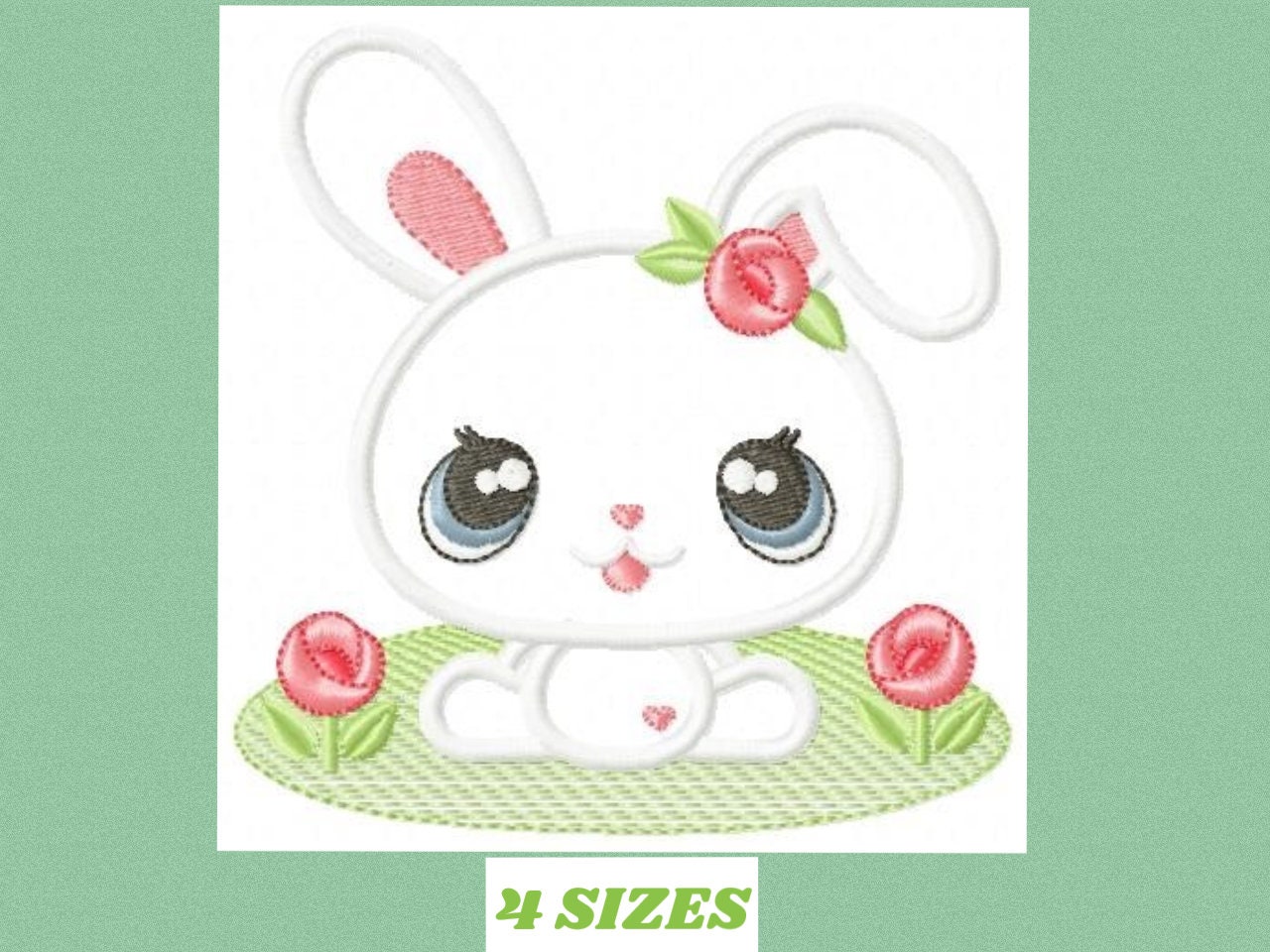 Sewing & Fiber Cute Bunny Flowers embroidery design animals embroidery ...