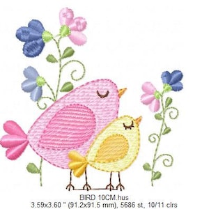 Birds With Flowers Embroidery Designs - Baby Bird Machine Embroidery ...