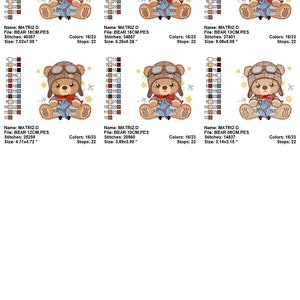 Pilot Bear Embroidery Designs - Plane Embroidery Design Machine ...