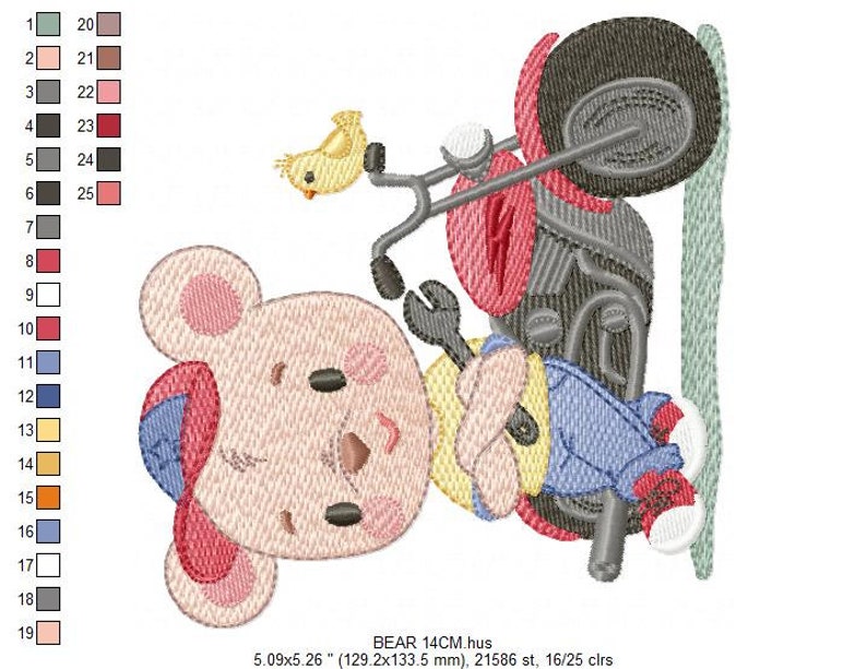 Bear With Bike Embroidery Designs Bear Embroidery Design | Etsy