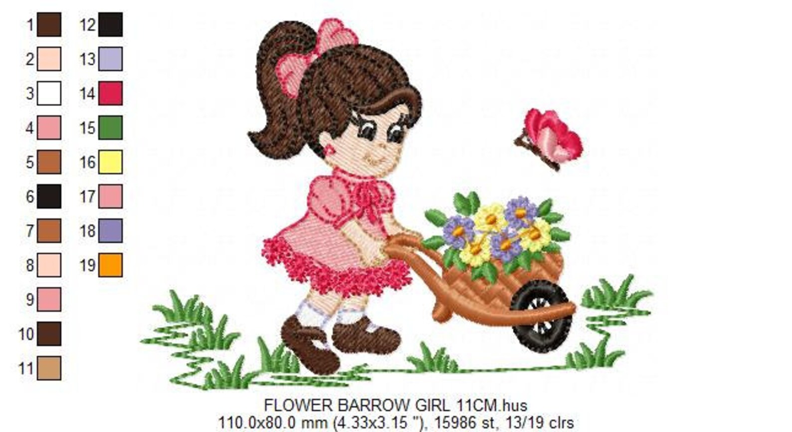 Girl Embroidery Designs Flower Girl Embroidery Design - Etsy