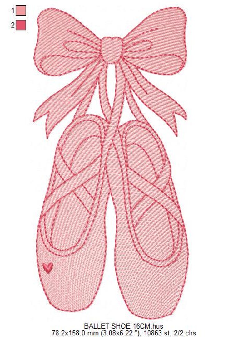 Ballet Slipper Embroidery Design - Ballerina Shoes Pattern (digital ...