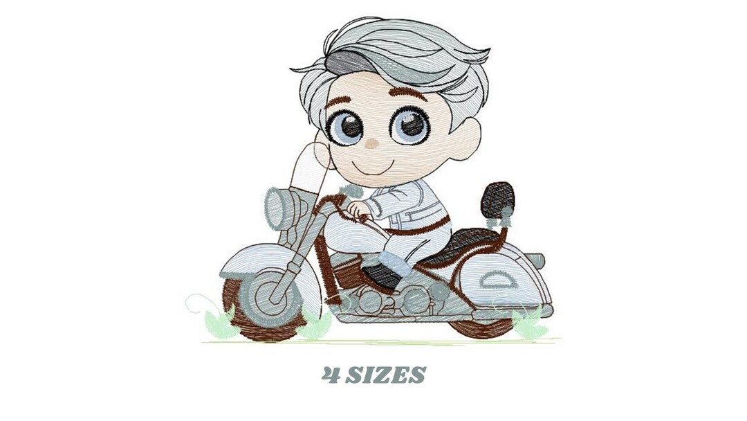 Boy With Motorcycle Embroidery Designs - Baby Boy Embroidery Design ...