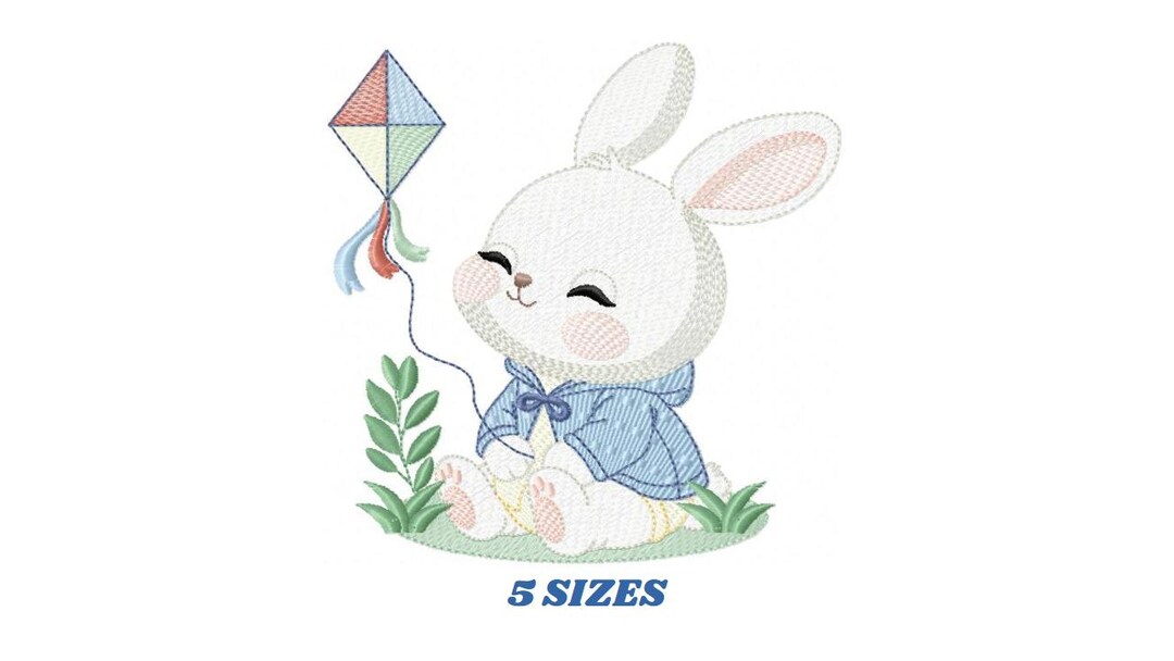Bunny With Kite Embroidery Design - Rabbit With Coat Embroidery Designs ...