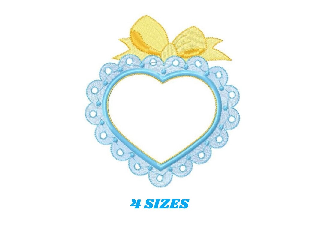 Heart With Lace Embroidery Designs - Heart Frame Embroidery Design ...
