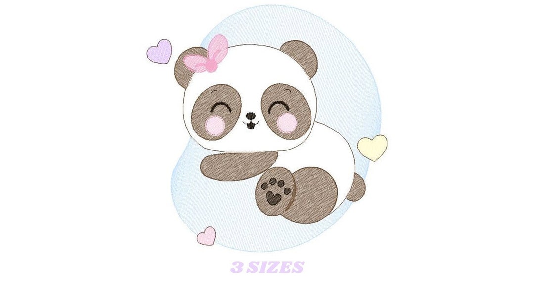 Sleeping Panda Embroidery Design Female Animal Embroidery Designs ...