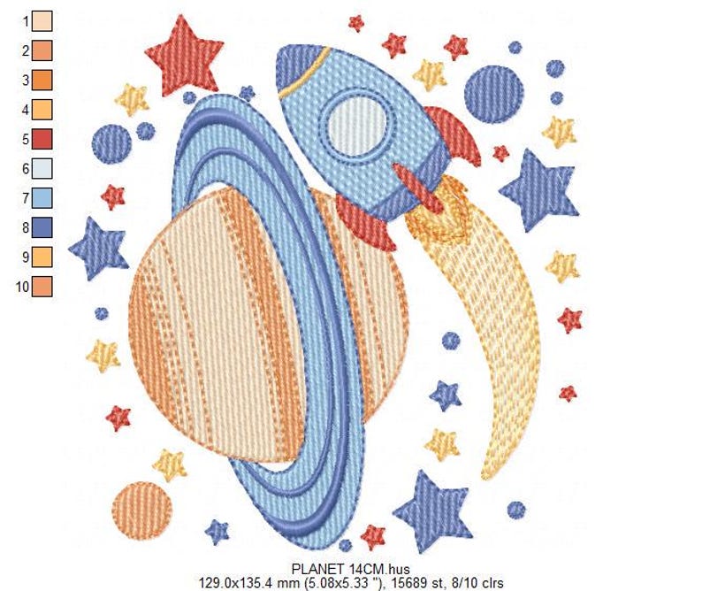 Space Rocket Embroidery Designs - Space Planet Saturn Machine ...