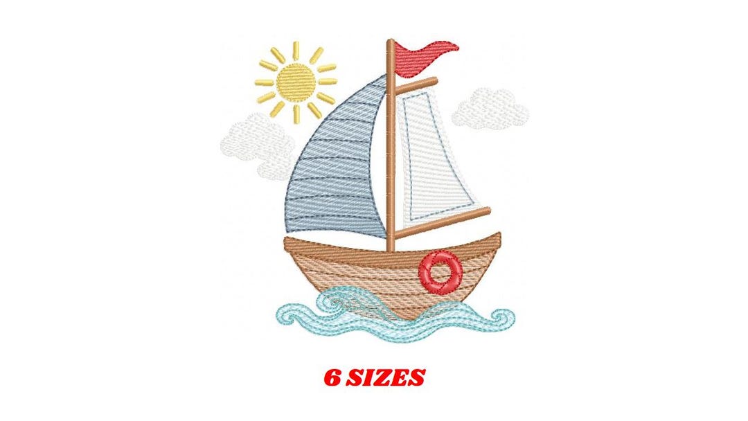 Boat Embroidery Designs - Sailboat Machine Embroidery Pattern - Sea ...