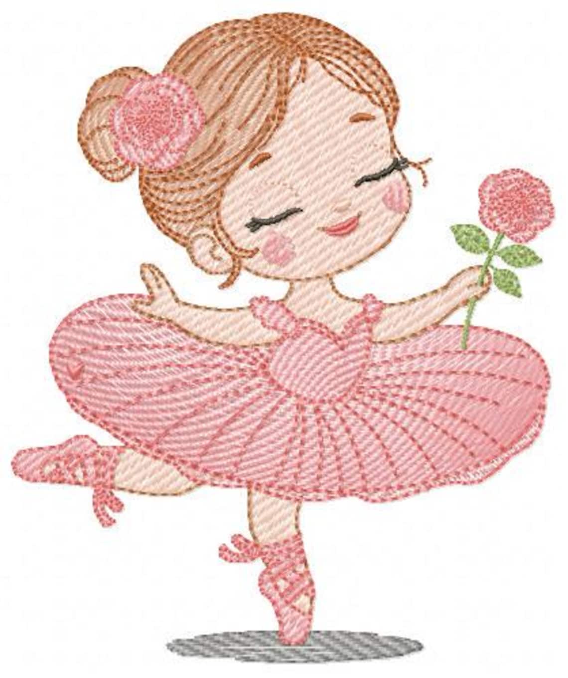Ballerina Embroidery Designs - Ballet Dancer With Flowers Machine ...