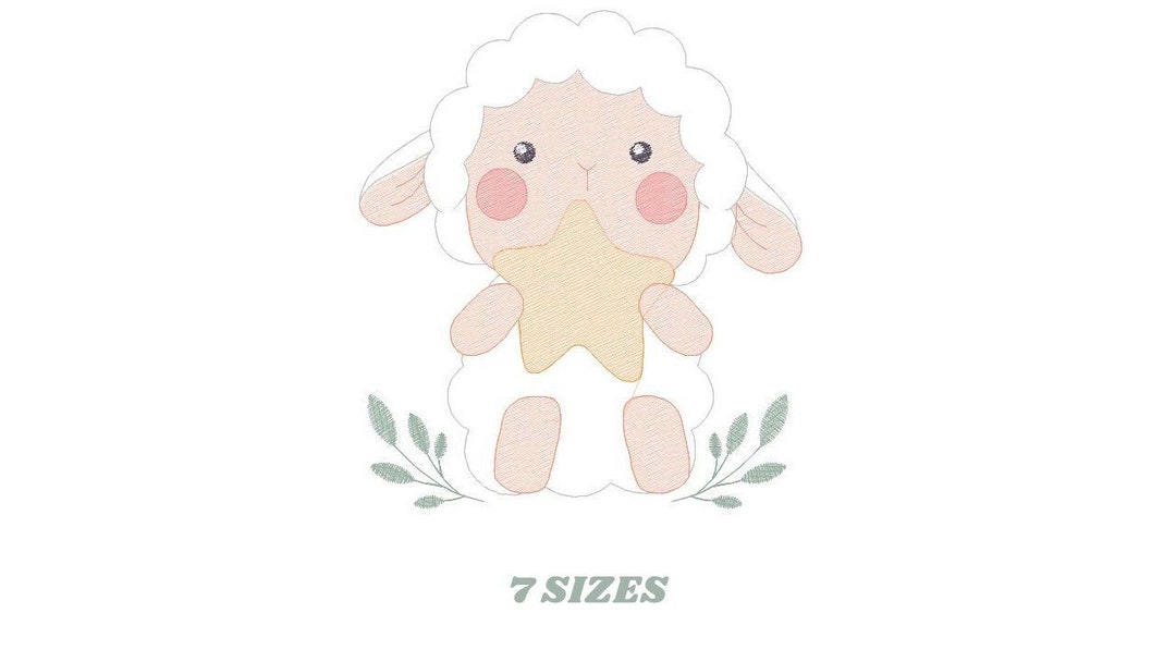 Sheep With Star Embroidery Design - Baby Lamb Machine Embroidery ...