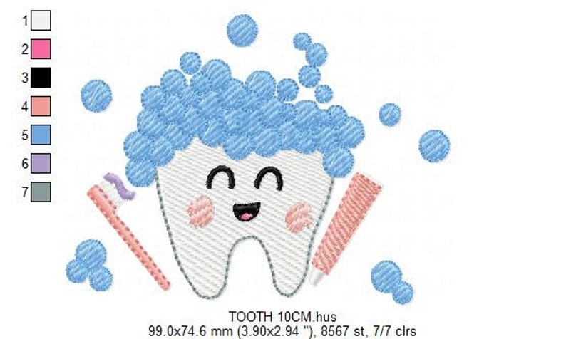 Tooth Embroidery Designs - Toothpaste Machine Embroidery Pattern ...