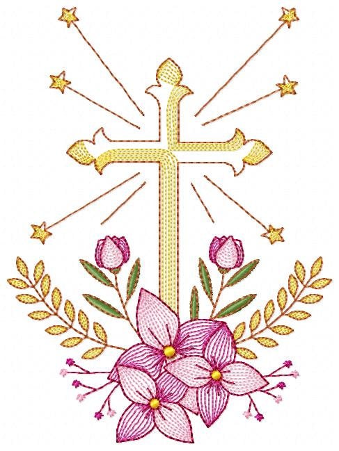 MACHINE EMBROIDERY DESIGN fashion cross Catholic Embroidery Craft ...