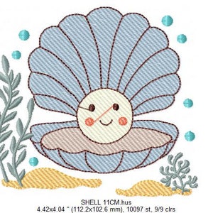 Pearl Embroidery Designs - Deep Sea Shells Embroidery Design Machine ...