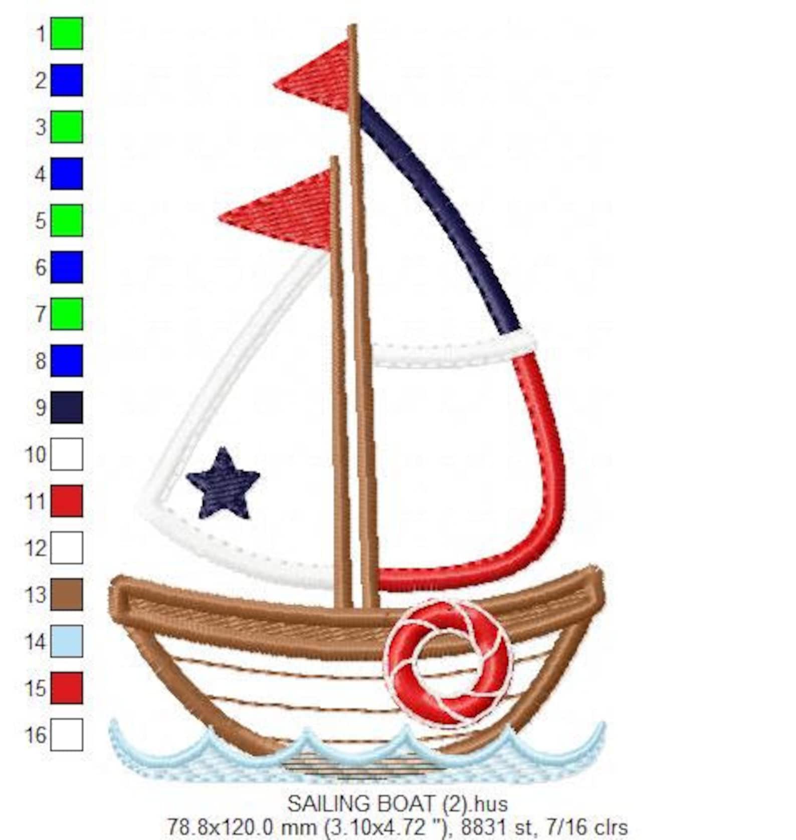 Boat Embroidery Designs Sailboat Embroidery Design Machine | Etsy