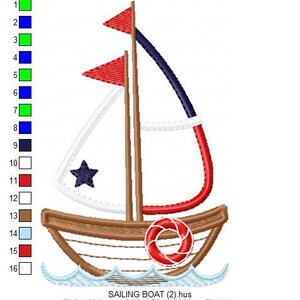 Boat Embroidery Designs Sailboat Embroidery Design Machine Embroidery ...