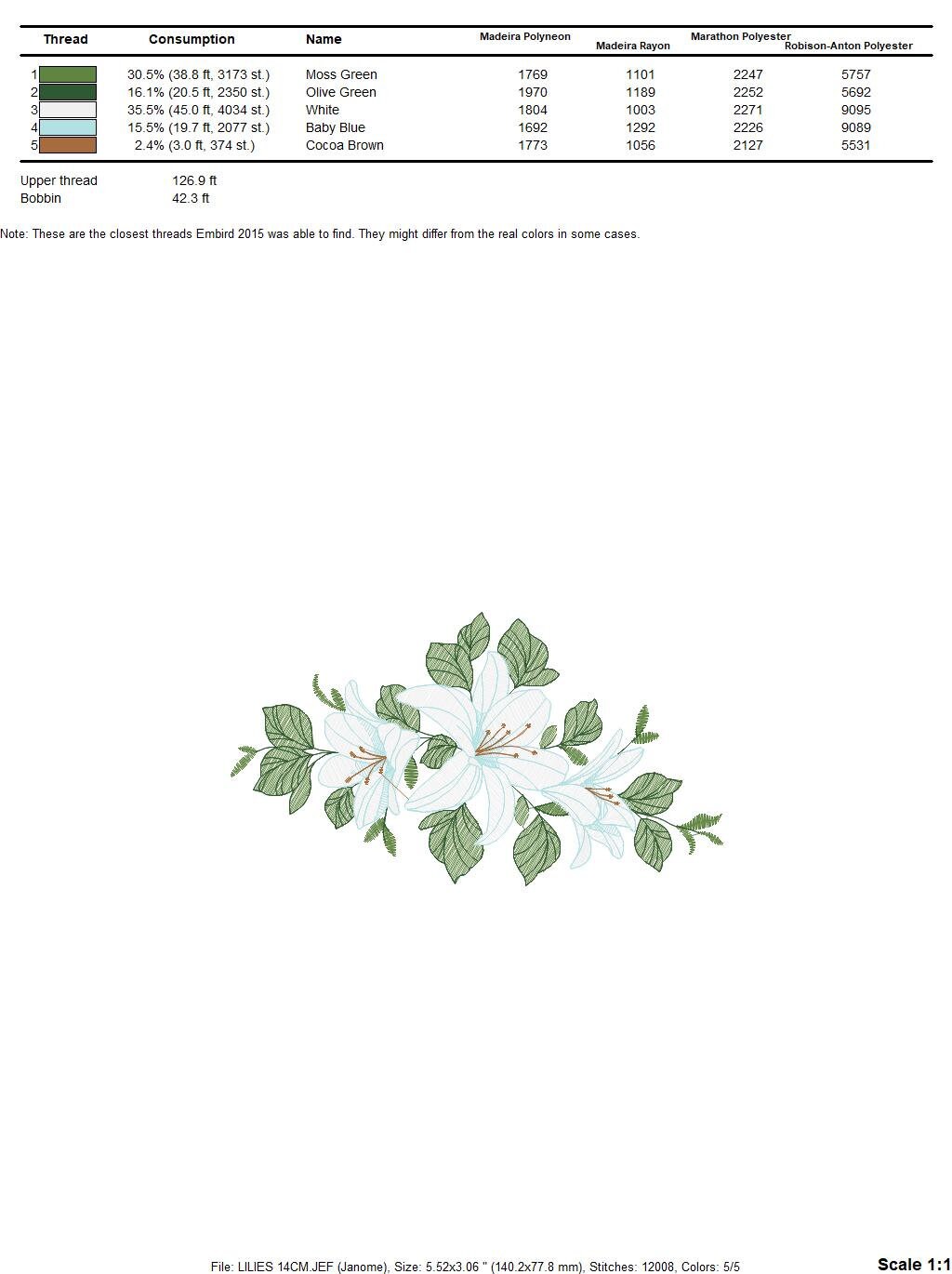 Lilies Embroidery Designs - Flower Embroidery Design Machine Embroidery ...