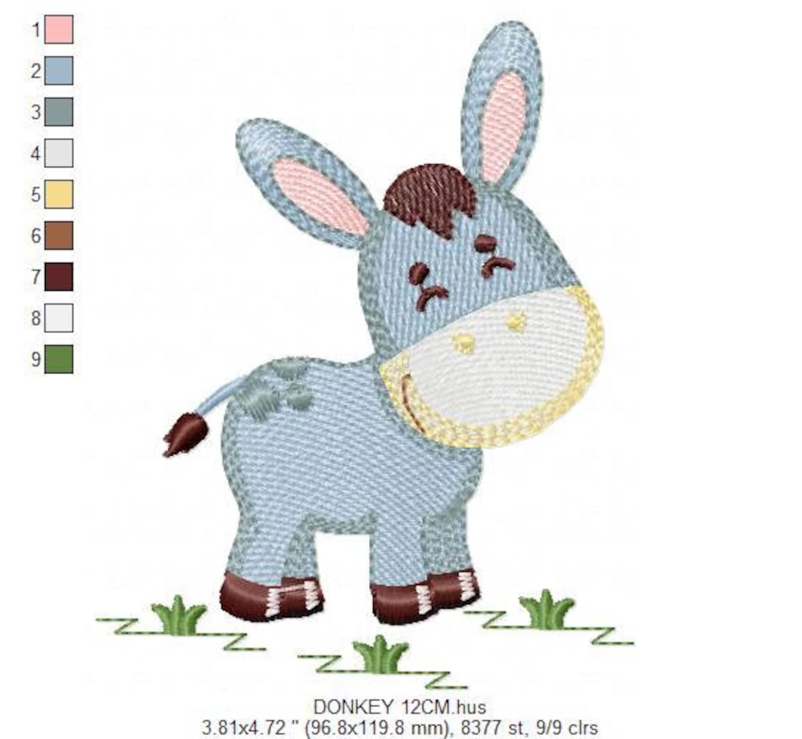 Donkey Embroidery Design Farm Animals Embroidery Designs | Etsy