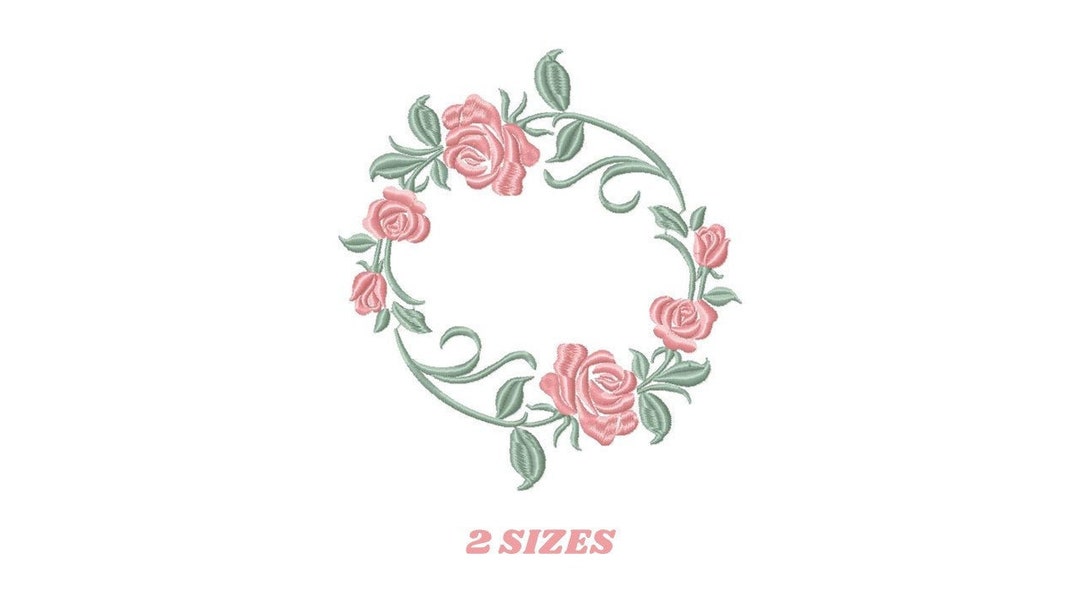 Monogram Frame With Roses Embroidery Designs - Flower Laurel Embroidery ...