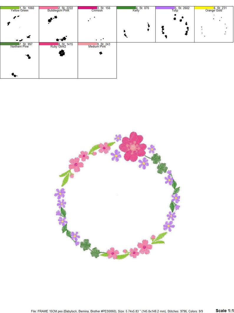 Floral Monogram Frame Embroidery Designs Flower Embroidery - Etsy