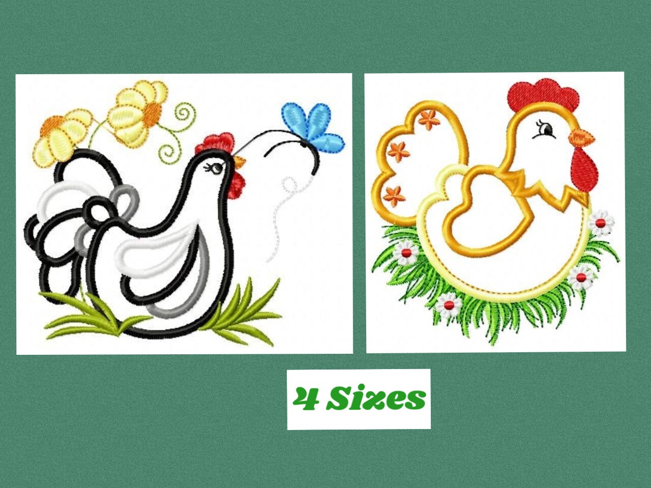 Chicken Embroidery Designs Rooster Embroidery Design Machine - Etsy