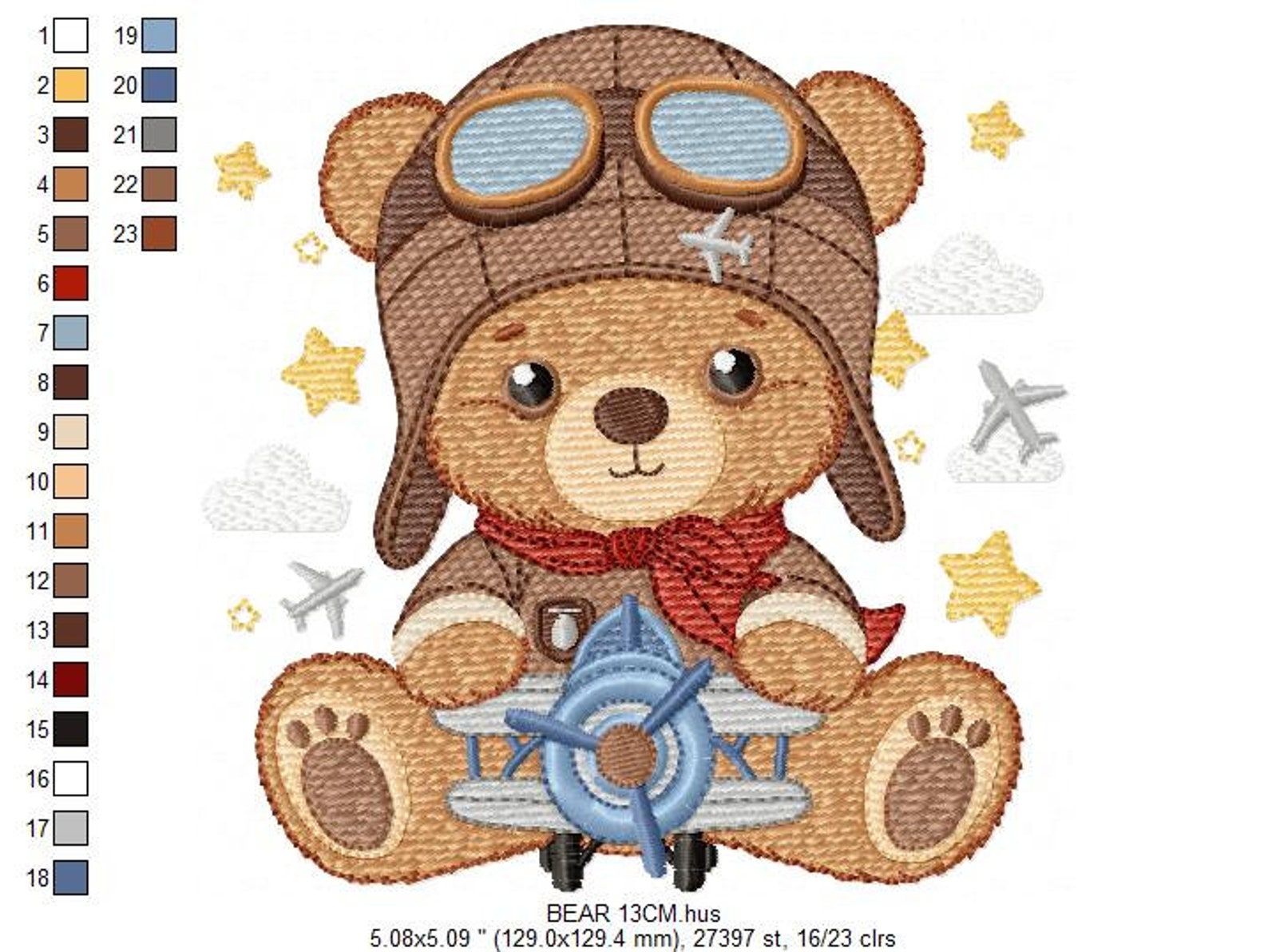 Pilot Bear Embroidery Designs - Plane Embroidery Design Machine ...