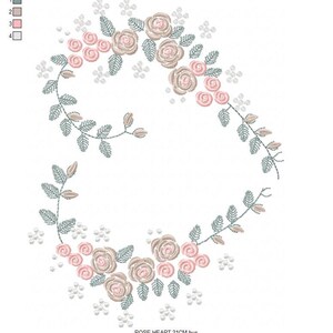 Heart With Roses Embroidery Designs - Flower Embroidery Design Machine ...