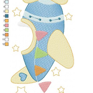 Plane With Stars Embroidery Designs - Colorful Airplane Machine ...