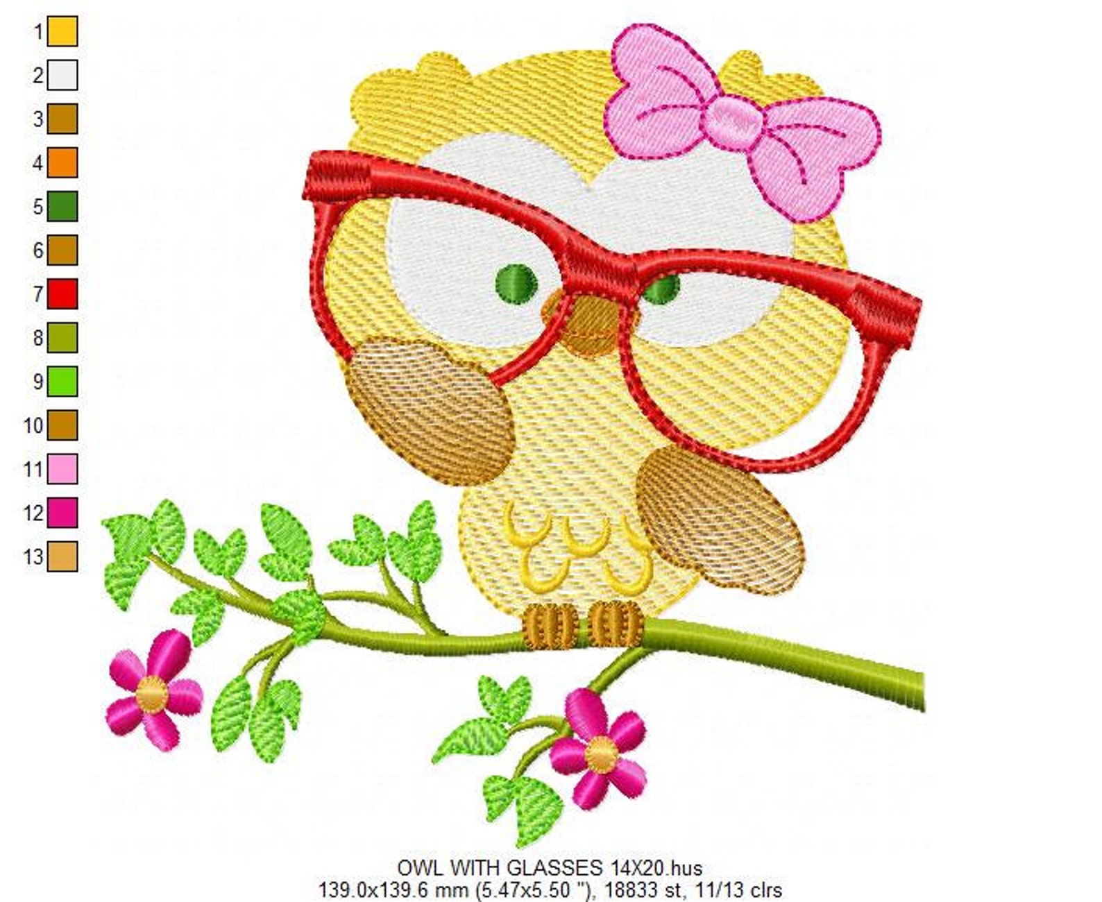 Owl Embroidery Design Owl With Glasses Embroidery Design Machine ...