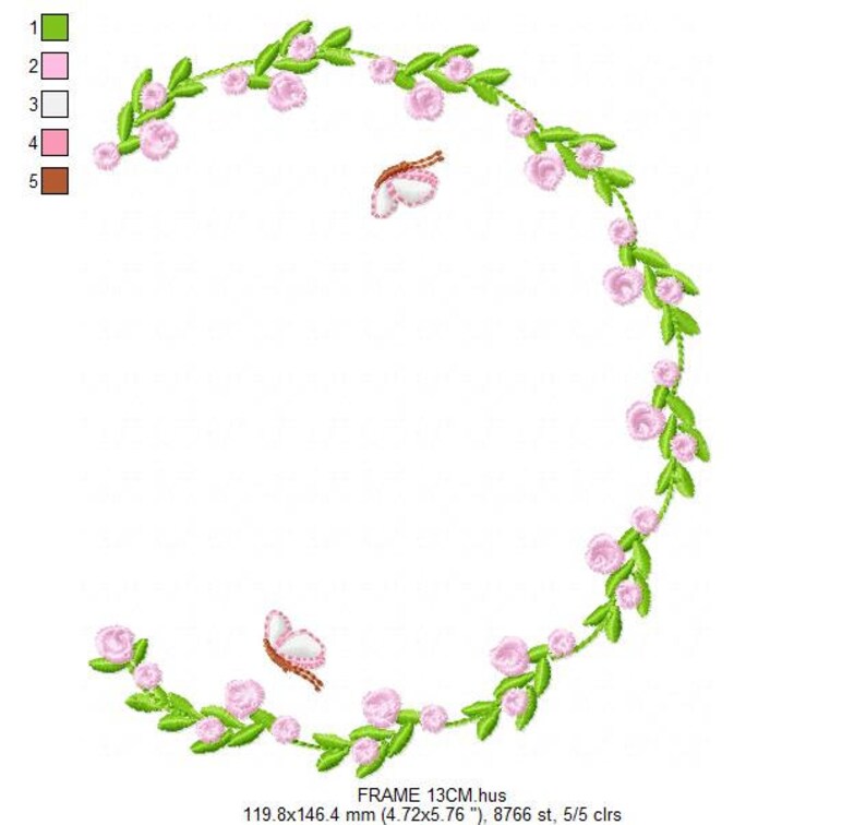 Roses Monogram Frame Embroidery Designs - Butterflies and Flower Design ...