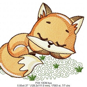 Sleeping Red Fox Embroidery Designs - Woodland Animals Machine ...
