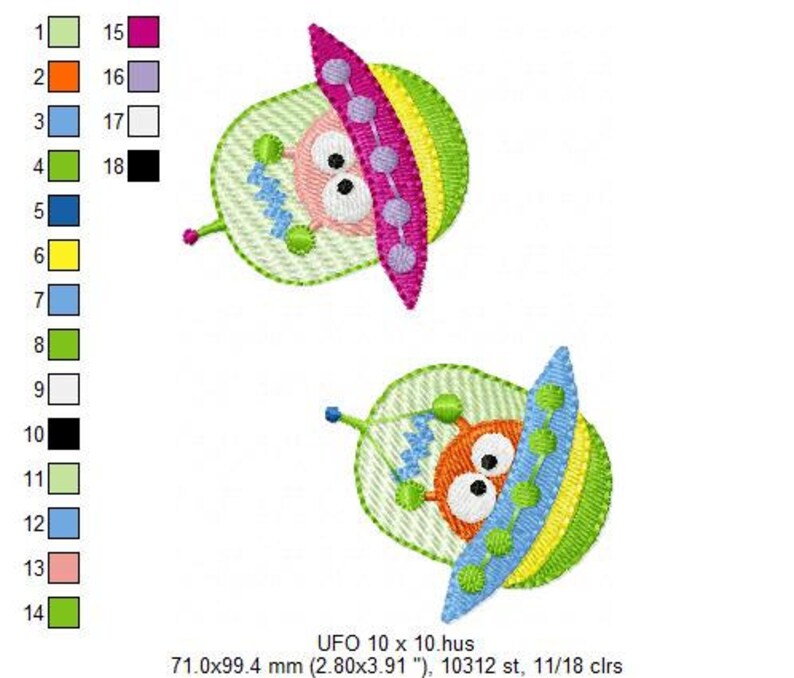 Spaceship Embroidery Designs UFO Embroidery Design Machine - Etsy