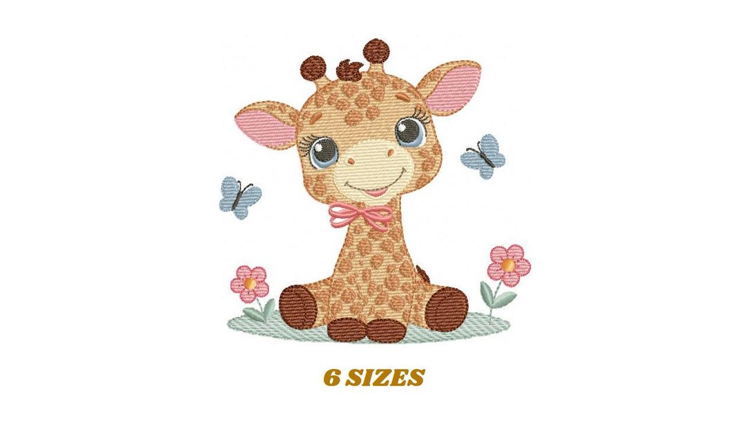 Giraffe Embroidery Designs - Safari Wild Animal With Flowers Machine ...