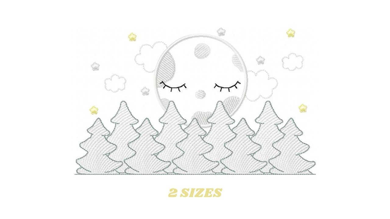 Moon Embroidery Design Full Moon Embroidery Design Machine - Etsy